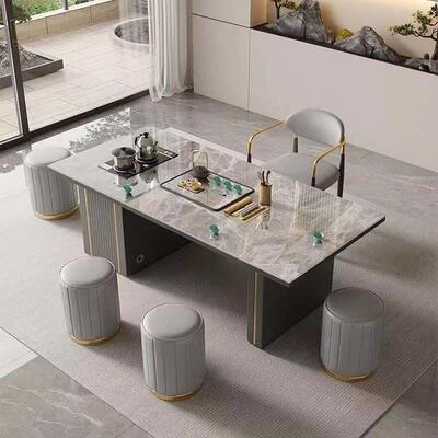 轻奢岩公板茶桌椅型组合轻奢阳台办室小茶户茶TWY台烧水壶一体桌