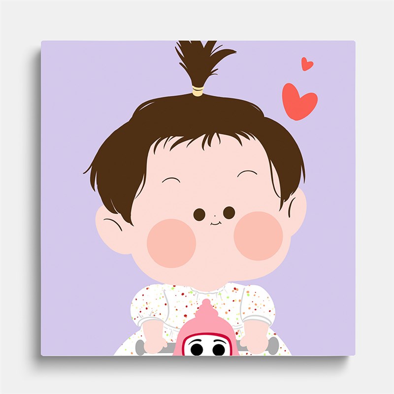 手绘头像 宝宝 亲子照全家福 照片定制丙烯装饰画 家居挂画diy画