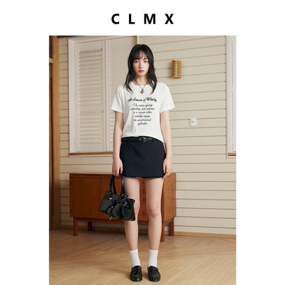 CLMX复古字母短袖T恤宽松女