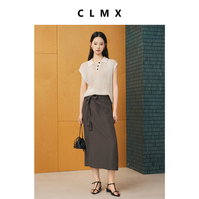 CLMX夏季薄款羊毛无袖针织衫女