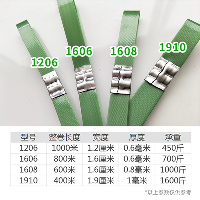 pet塑钢打包带编织带捆绑带打包扣手工用1608绿色包装捆扎塑料条