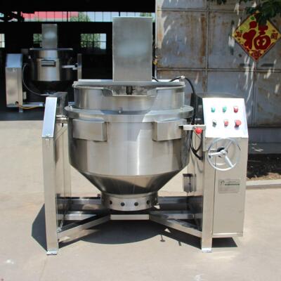 新用304不锈钢搅拌锅 商可倾斜式夹层锅馅料酱QML料 茂熬制锅