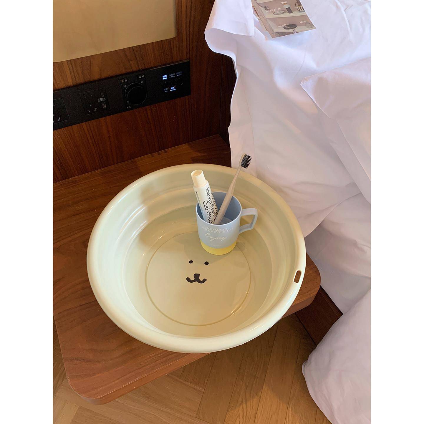 可爱小熊洗脸盆家用卫生间便携水盆可折叠学生宿舍洗衣盆加厚塑料