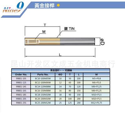 Nine9黄金接杆 99801-18S BC18-150M10W/99801-20S BC20-200M10W