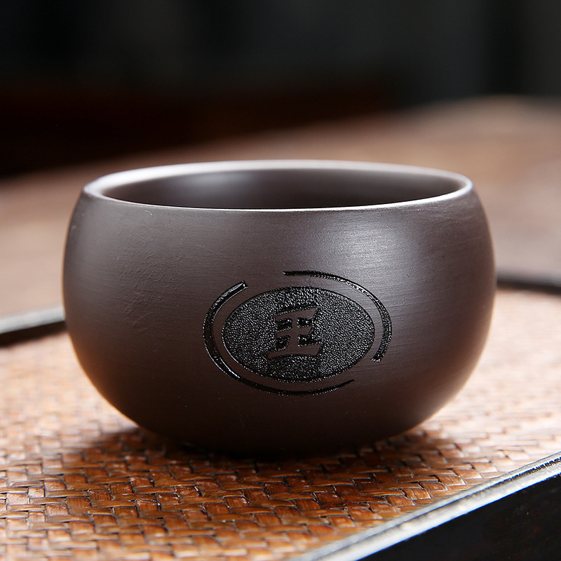 紫砂主人杯大号百家姓品茗杯单个普洱功夫茶杯私人定制个人杯