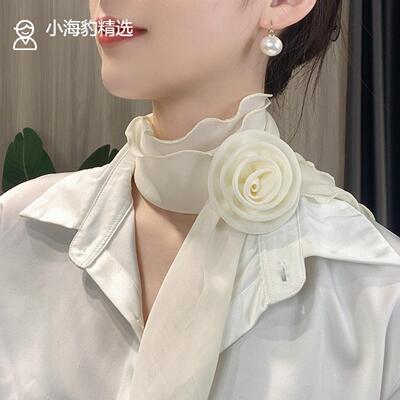 纯色玫瑰花朵14*135cm薄款丝巾