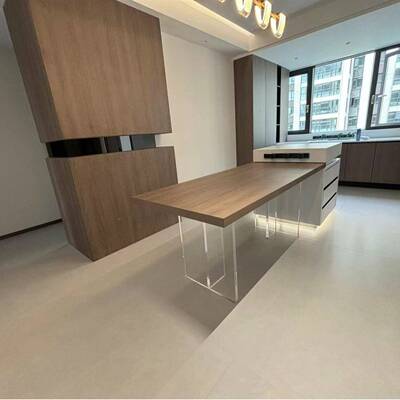 现代极简餐岩板FBZ岛台餐桌一体可伸缩用多能轻奢家桌悬功浮中岛