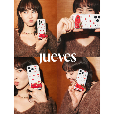 【陈都灵同款】JUEVES星期四心碎樱桃钻石发夹壳适用iPhone17ProMax/17Pro/16ProMax华为Pura70手机壳带支架