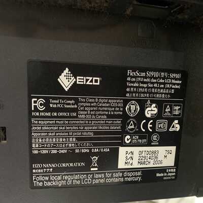 卓艺 FlexScan S1910 显示器 正常使用 800【侨报商行】