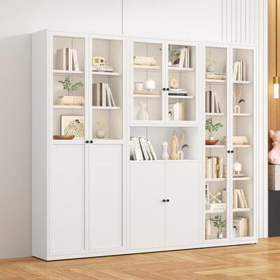 奶油风12157铁艺书柜开放展式书架客厅书房示落地组书柜柜储物柜