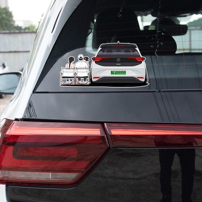 大众ID3手绘人物车尾车身装饰汽车贴纸 充电盖车友会车牌号码定制