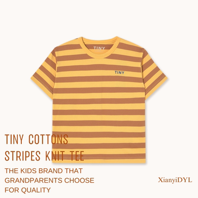 25秋冬tinycottons儿童圆领短袖T恤纯棉舒适条纹上衣条纹短裤裤子