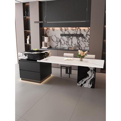 意大利板岩岛餐桌集成家庭可伸缩光豪华高端厨房多功能岛桌可定制