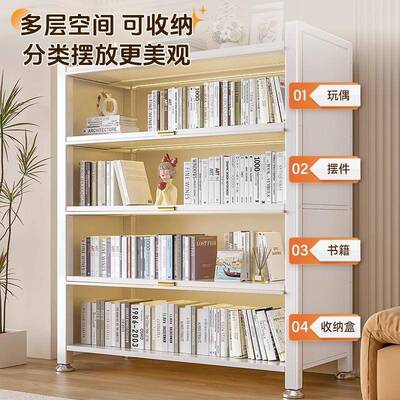 网红置VJL展示柜储钢制书儿架客厅物柜家用铁艺防物尘带门书柜落