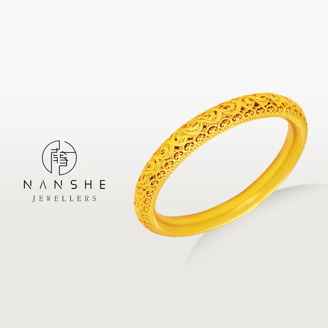 NANSHE/南奢 新中式风古法镂空花丝如意凤尾手镯L1765