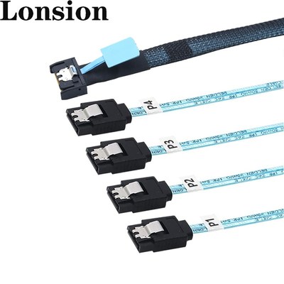 SlimSASf 8654 MCIO 4I(38P)转4个sata PCIE5.0服务器数据连接线
