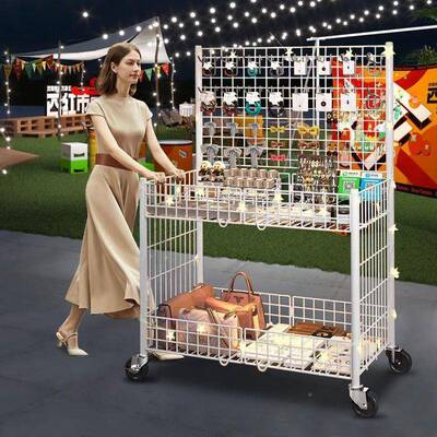 夜市地摊网格促销车动摆摊创业货小推车超市架饰品折移叠91566展