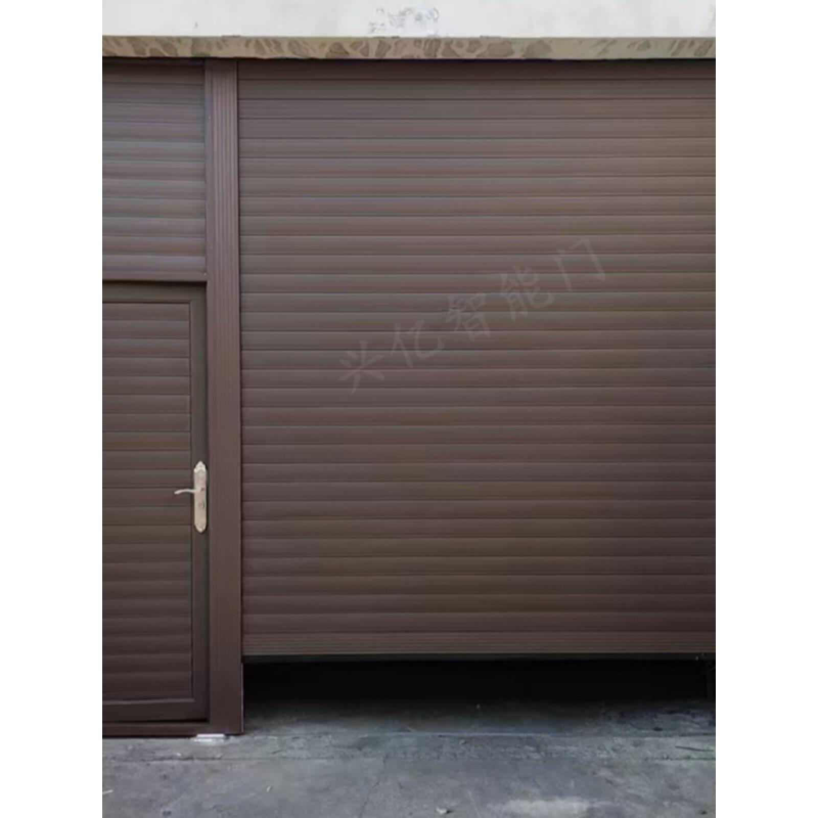 双层铝合金卷闸门开小门车库门全开小门智能车库卷帘门防盗车库门