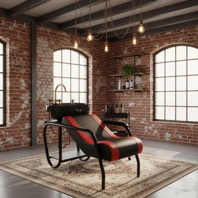 款洗头床用理新发店发廊塑专半躺式便捷美发床冲水床料90252盆带