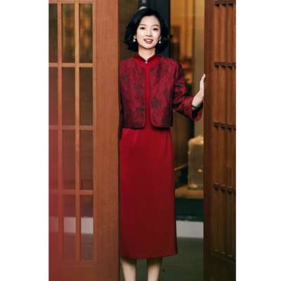 西子重磅醋酸旗袍喜妈妈送考套装