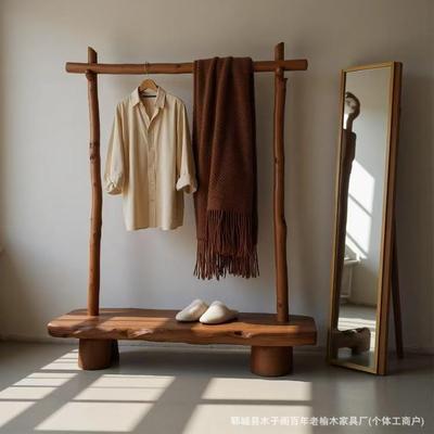 中地式老榆木衣衣架挂架落/式衣帽架实木服架子门后床边衣挂衣架