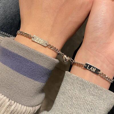 闺蜜手炼二人EXO边伯贤fearless同款镀银爱心相吸情侣款手炼一对