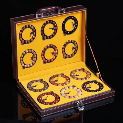 红木国宝十二生肖名木镶银手串佛珠念珠高端礼品套装收藏