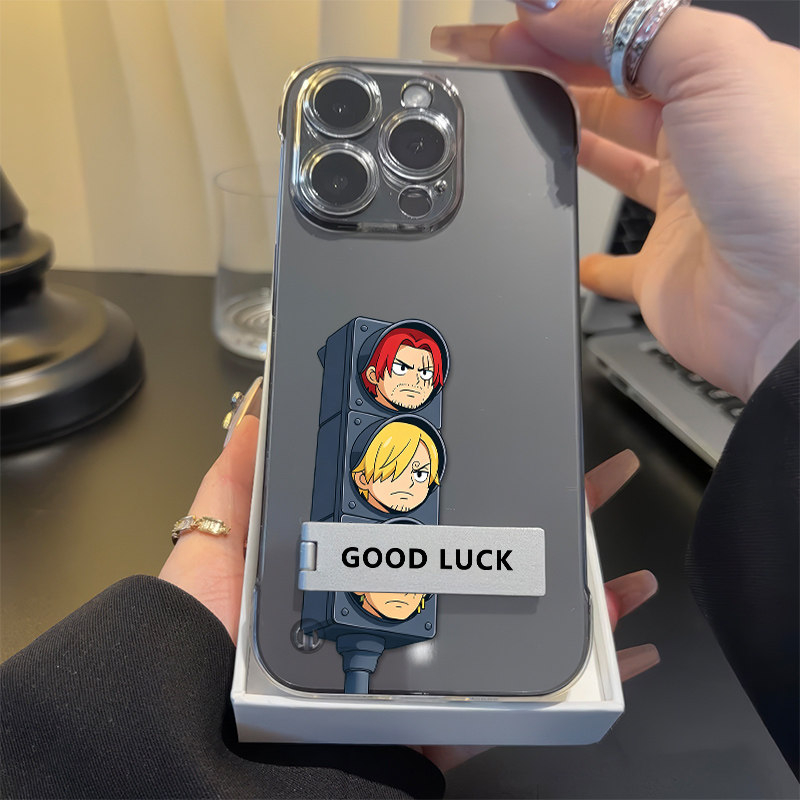 iPhone13带支架红米NOTE15高级感苹果14创意硬透明超薄无边框小米17ProMax动漫适用16PLUS手机壳海贼王红绿灯