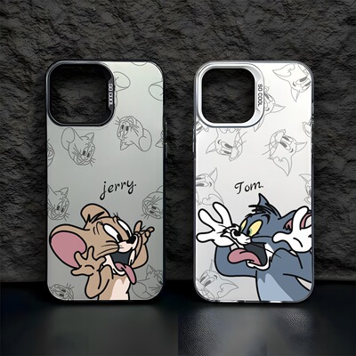 卡通14PLUS彩银手机壳硬iPhone13鬼脸汤姆杰瑞汤姆VIVOS30PROMINI适用12ProMax创意小米15SPRO苹果16E荣耀400