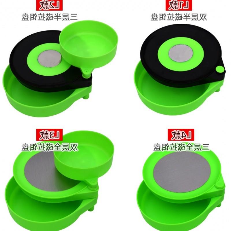 全磁拉饵盘地插卡扣支架强磁拉饵磁盘两层三层通用饵料盒钓鱼用品