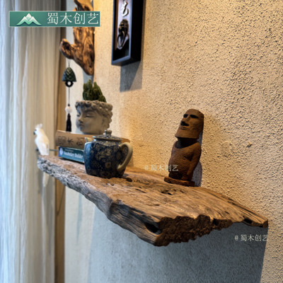 风化木玄关置物架悬空置物架
