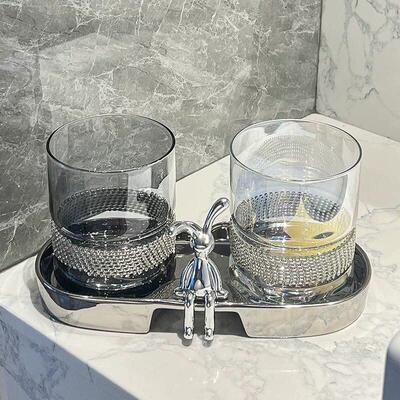 漱口杯套装刷牙杯情侣牙杯洗漱杯高级感轻奢牙刷杯玻璃口杯