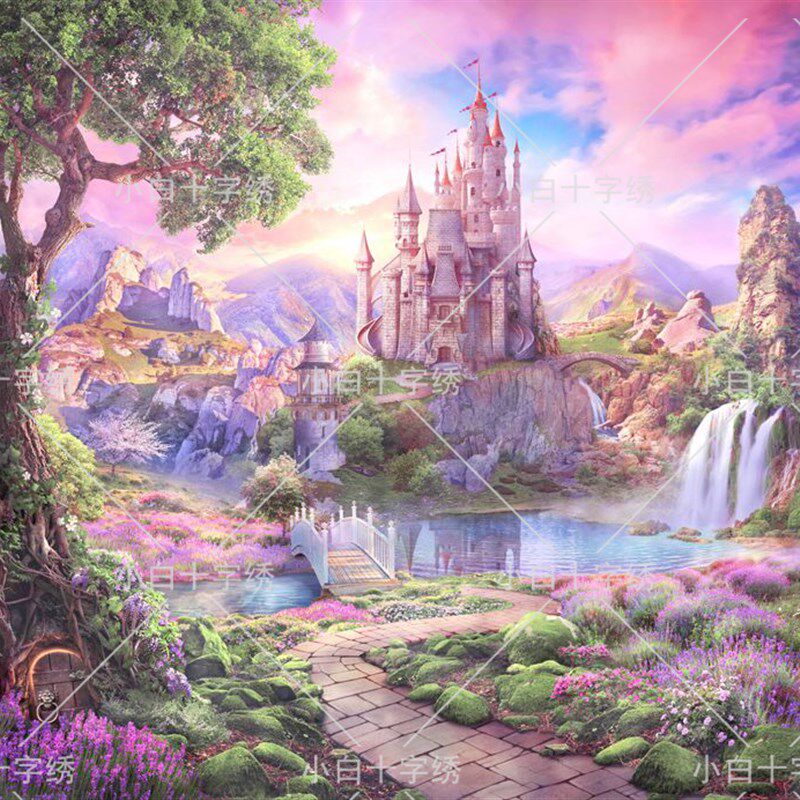 紫色风景 新款十字绣套件 风景 客厅卧室 精准印花