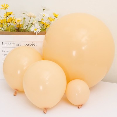 10寸12寸彤萱复古杏色沙白色可可色圆形气球布置生日装饰加厚汽球