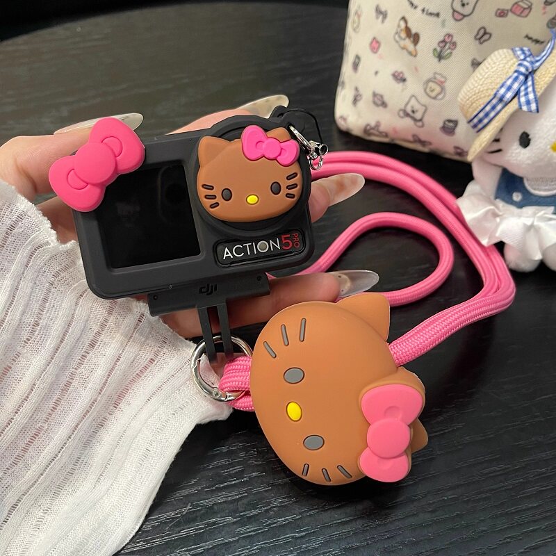 个性凯蒂猫猫适用大疆action6/5pro/4/3运动相机保护套壳配件挂绳