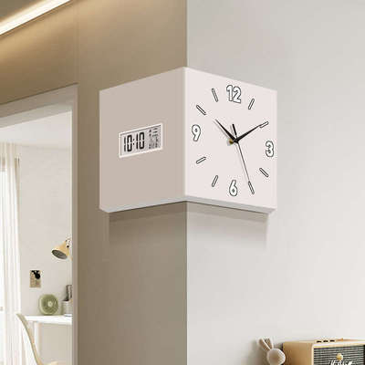 客厅转角双面挂钟万年历电子屏时钟2025新款家用液晶拐角钟表挂墙