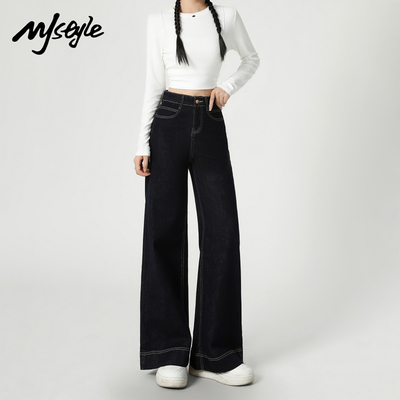 MJSTYLE高腰阔腿牛仔裤女2025