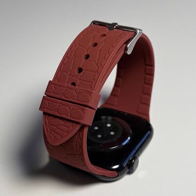 iwatchs11苹果手表带透气荔枝纹硅胶applewatch910代男ultra3运动