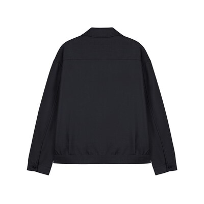 IDLT 羊毛翻领夹克拉链外套 高品质宽松廓形黑色老钱风潮男女欧美