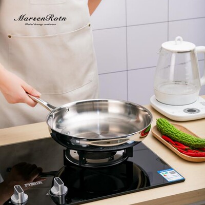 MarsenRotn意大利高端煎锅平底锅18/10不锈钢五层加厚
