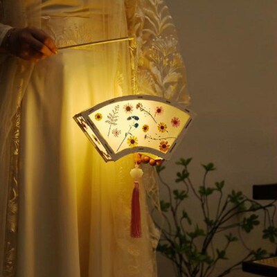 中秋节创意花草纸diy手工灯笼材料包儿童手提宫灯古风花灯团建