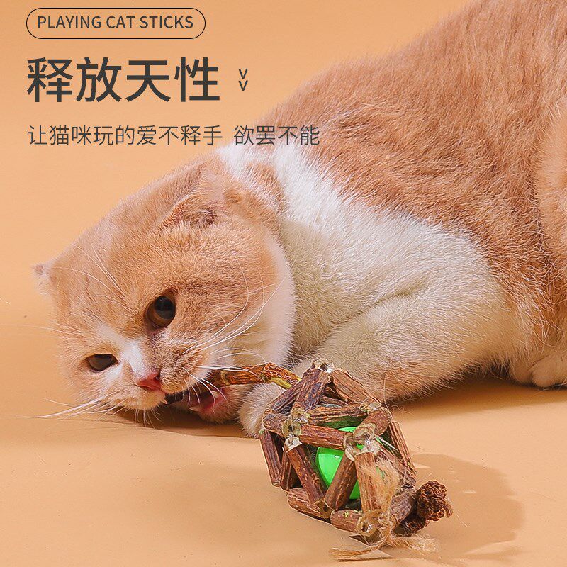 猫玩具薄荷球木天蓼自嗨磨牙逗猫棒耐咬玲珑球解闷猫咪用品