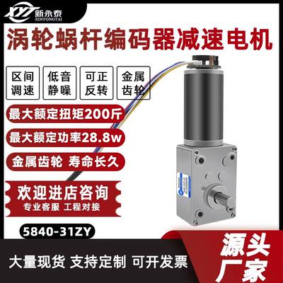 5840-31ZY涡轮蜗杆编码器微型直流减速电机自锁调速小马达12V24V