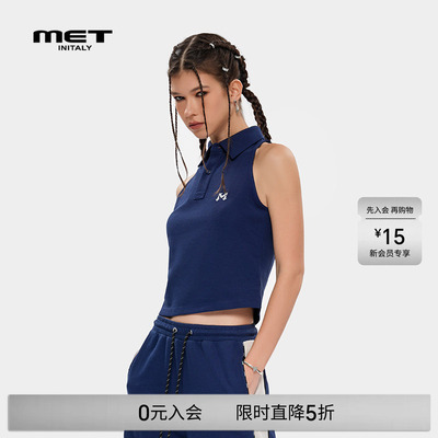 MET initaly复古潮牌无袖背心女夏季新款休闲街头风短上衣