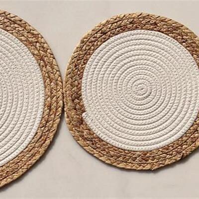 Mixed straw and cotton rope heat insulation placemat coast