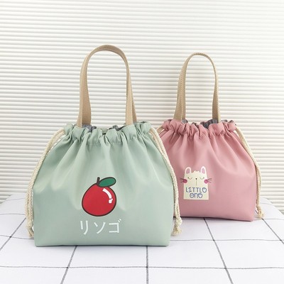 手提饭盒袋帆布袋小袋子妈咪包袋防水耐脏易清洁便捷抽绳束口袋