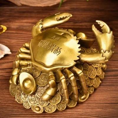 金钱螃蟹摆件横财得利将军八方来财铜蟹招财办公室居装饰工艺品