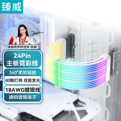 臻威 电脑电源延长线CPU主板24p显卡供电机箱全模组线定制线白色
