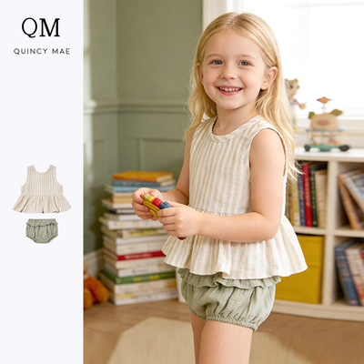 2025夏季新款女童梭织无袖套装