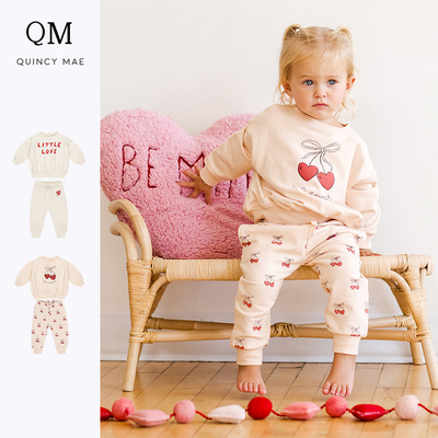 QuincyMae女童宝宝磨毛粉色卫衣